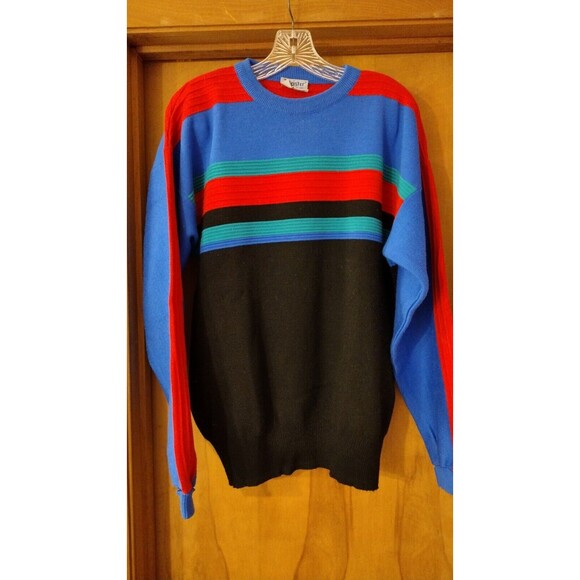 MEISTER | Sweaters | Vintage 7s 80s Meister Sweater Red Blue Green ...